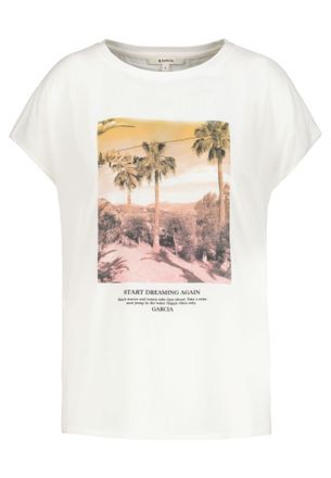 Garcia Garcia Damen Short Sleeve T-Shirt, Off White, L