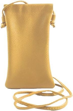 modamoda.de T265 Sac à bandoulière en cuir pour femme, fabriqué à la main en Italie, jaune moutarde, s