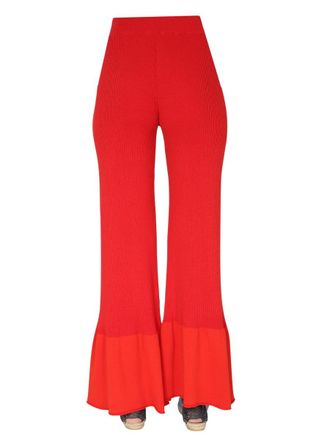 Stella McCartney Ribbed Knit Viscose Trousers - Red