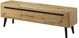 Selsey Livinella - TV-Schrank in Artisan Eiche mit 3 Schubladen und Holzbeinen, 160 cm