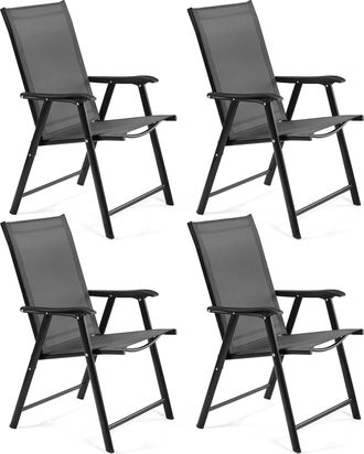 Yaheetech 4er Set Gartenst&uuml;hle, Hochlehner Klappst&uuml;hle Terrassenst&uuml;hle mit R&uuml;ckenlehne & Armlehnen, Klappbare Outdoor-St&uuml;hle Essst&uuml;hle bis 150 kg Belastbar Schw