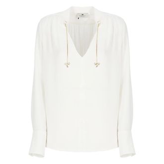 Elisabetta Franchi Elfenbeinfarbene Viskosebluse mit Schmuckanh&auml;ngern - - Blouses & Shirts - Damen - Beige - L