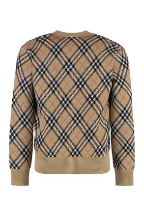 Burberry Mens Vintage Check Wool Cardigan Beige Main: Cardigans Sweater