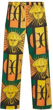 H&eacute;las. Pantalon droit imprim&eacute; en coton