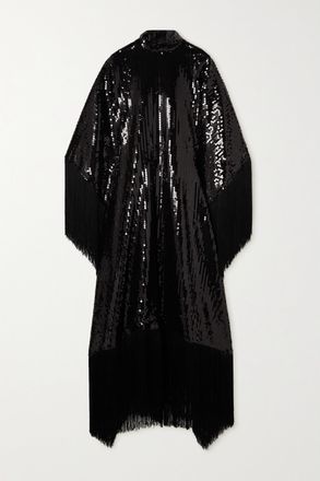 Taller Marmo Mrs. Ross Disco Kaftan Aus Cr&ecirc;pe Mit Pailletten Und Fransen - Schwarz