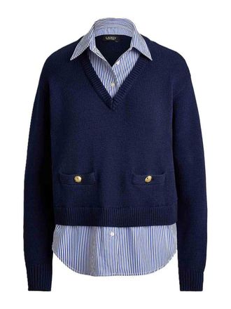 Lauren Ralph Lauren Pull &Agrave; Col V - Bleu
