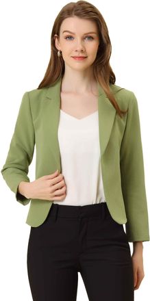 Allegra K Damen-Blazerjacke mit offener Vorderseite, B&uuml;ro, Arbeit, Business, Avocadogr&uuml;n-massiv, S