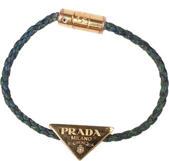 Prada Armband - Prada Braided Leather Triangle - Gr. ONE SIZE - in Blau - f&uuml;r Damen