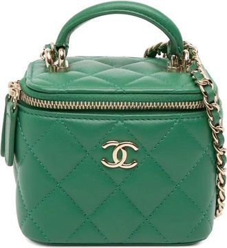 Chanel mini sac &agrave; main CC matelass&eacute; &agrave; bride en cha&icirc;ne (2021-2025) - Vert
