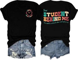 Generic T-shirt personnalis&eacute; T-shirt enseignant amusant pour femmes avec motif &eacute;tudiant T-shirt graphique d&eacute;contract&eacute; pour l&eacute;t&eacute; T-shirts rouges pour femmes T-