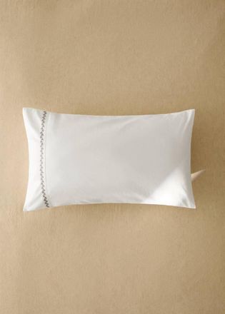 Mango Taie doreiller berceau percale de coton 200 fils d&eacute;tail brod&eacute; blanc - Home - 30x50cm - MANGO HOME