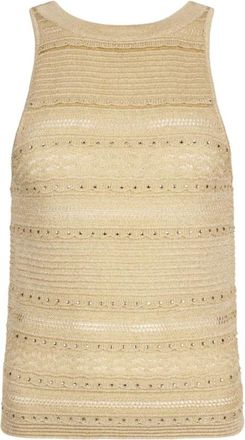 Liu Jo Femme, Tops, Jaune, Taille: 42 FR Top en maille ajour&eacute;e