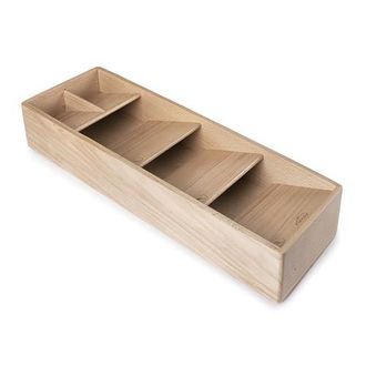 Lacor 39050 - Organisateur de cuisine compact pour couverts, bois de hêtre naturel, 5 compartiments individuels, icônes pour différencier les couverts, 39.5