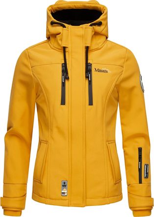 Marikoo Damen Softshelljacke &Uuml;bergangsjacke mit Kapuze Kleinezicke Amber Yellow Gr. XXL