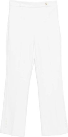 Elisabetta Franchi Femme, Pantalons, Blanc, Taille: 40 FR Pantalon en cr&ecirc;pe stretch double &eacute;paisseur avec breloque logo