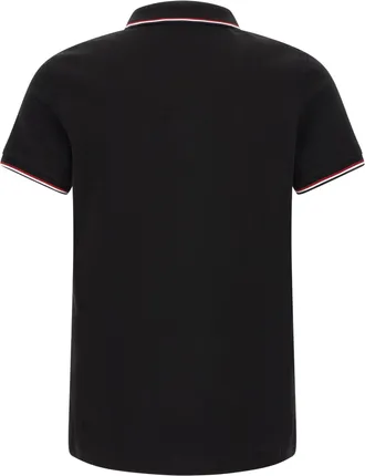 Moncler Mens Black Cotton Polo Shirt