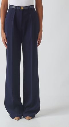 Elisabetta Franchi Pantalon large en cr&ecirc;pe &agrave; taille haute avec ceinture logo