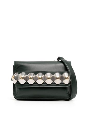Ports 1961 sac port&eacute; &eacute;paule en cuir &agrave; d&eacute;tail g&eacute;om&eacute;trique - Vert