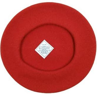 Elosegui Béret basque de base noir 100% laine mérinos sans badana et sans doublure (12,5, rouge), rouge, Taille Unique