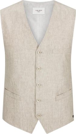 Carl Gross Anzugweste aus Leinen mit Innenfutter in