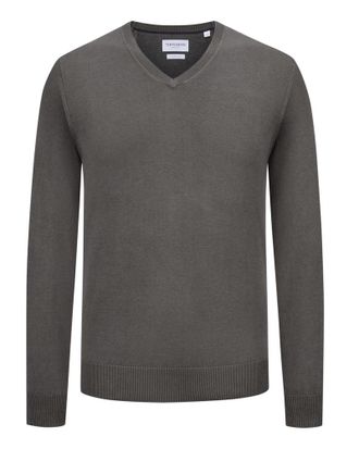 Tom Rusborg Pullover mit V-Ausschnitt aus einem Baumwolle-Seide-Mix in