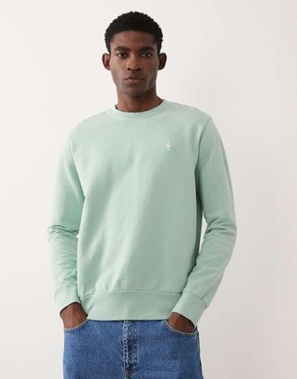 Polo Ralph Lauren Sweatshirt aus Jersey in Celadon-Gr&uuml;n mit Polospieler-Logo-Blau