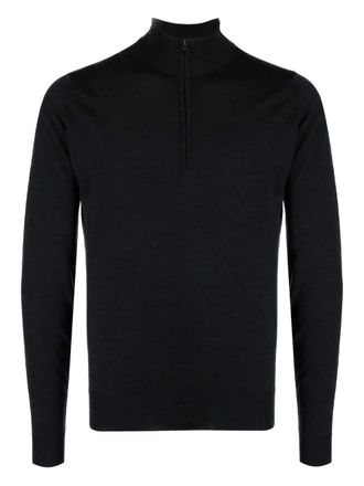 John Smedley pull &agrave; col zipp&eacute; - Noir