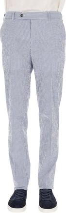 Pantaloni Torino Homme, Pantalons, Bleu, Taille: XL Pantalon en seersucker ray&eacute; de coton Coupe slim jogger