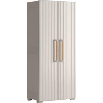 Dmora Gartenschrank Melville, Gartenm&ouml;bel, Mehrzweck-Gartenschrank, Container f&uuml;r Balkon oder Garage, Made in Italy, 80x45 h180 cm, Sand - Dmora