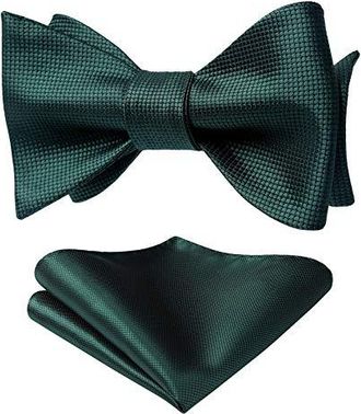 Hisdern Noeud Papillon et Pochette Vert à Carreaux de Ensemble Fete Mariage Noeuds Papillon Mouchoir pour Homme