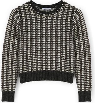 Motivi Femme, Pulls, Noir, Taille: 38 FR Pull Jacquard avec Appliqu&eacute;s