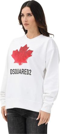 Dsquared2 Femme, Sweatshirts et sweats &agrave; capuche, Blanc, Taille: 38 FR Brushed Crewneck SweaT-shirt