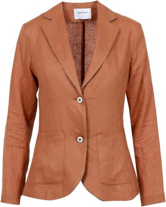 Gran Sasso Femme, Vestes, Brun, Taille: 48 FR Veste Crois&eacute;e en Lin