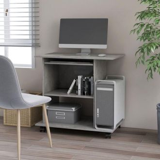 vidaXL Bureau dordinateur Gris b&eacute;ton 80x50x75 cm Agglom&eacute;r&eacute;