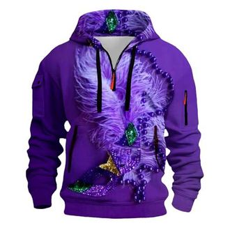 Generic Costume de carnaval - Sweat &agrave; capuche pour homme - Avec fermeture &eacute;clair 1/4 - Sweatshirt - V&ecirc;tement de f&ecirc;te - Confortable - Manches longues - Avec po