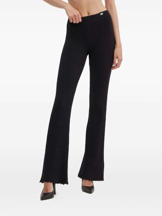Moschino legging nervur&eacute; &agrave; bords festonn&eacute;s - Noir