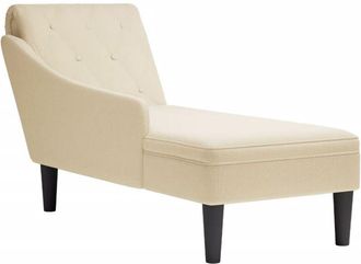 vidaXL Fauteuil long avec coussin et accoudoir droit crème tissu Vidaxl