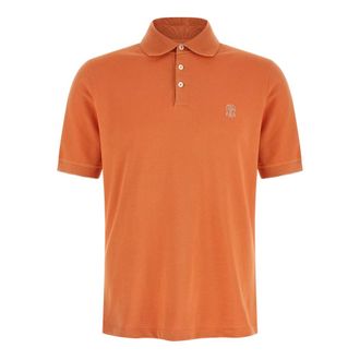 Brunello Cucinelli Homme, Tops, Orange, Taille: L Polo en Piqu&eacute; de Coton