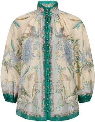 Zimmermann Blouse Billow Indra &agrave; imprim&eacute; floral en coton m&eacute;lang&eacute;