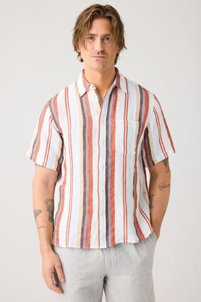 Knowledge Cotton Apparel Herren vegan Shirt Kurzarm Mehrfarbig Gestreift