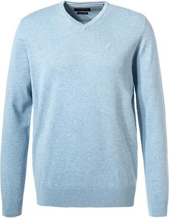 Bugatti Herren Pullover blau Baumwolle unifarben
