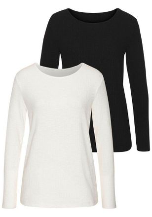Vivance Langarmshirt mit modischer Rippstruktur (2er-Pack) aus weichflie&szlig;ender Qualit&auml;t mit Viskose
