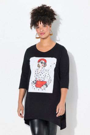 Miamoda T-Shirt T-Shirt A-Linie Model-Motiv Zipfelsaum