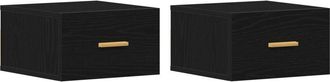 vidaXL Cabinet de chevet mural 2 pcs Chêne noir 35 x 35 x 20 cm Vidaxl