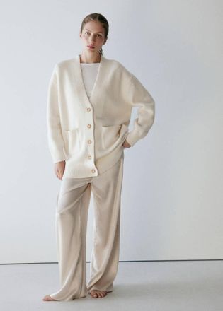 Mango 100% wool oversized sweater ivoire - Femme - S - MANGO