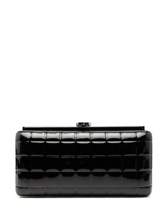 Chanel 2006-2008 CC Chocolate Bar Patent Frame clutch bag - Schwarz