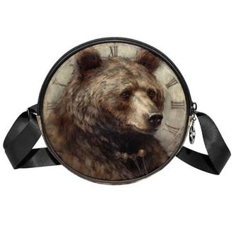 Generic Sac &agrave; bandouli&egrave;re rond pour femme, petit sac &agrave; bandouli&egrave;re vintage avec fermeture &eacute;clair, bretelles r&eacute;glables, sac &agrave; main rond d&eacute;contract&eacute; pour femmes