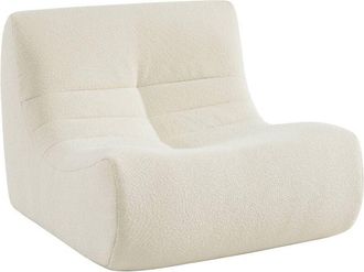 Sweeek Sweeek - Fauteuil chauffeuse en bouclette texturée blanc style contemporain 1 place