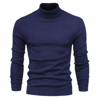 Generic Haut à col roulé pour homme, pull en tricot côtelé, coupe ajustée, manches longues, col roulé, léger, pull basique pour lautomne et lhiver, couleur un