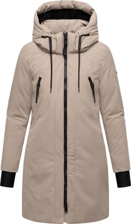 Navahoo Damen modischer Wintermantel warmer Parka mit (abnehmbarer) Kapuze und Rucksacktr&auml;gern innen Winterzart 14 Taupe Grey Gr. XXL